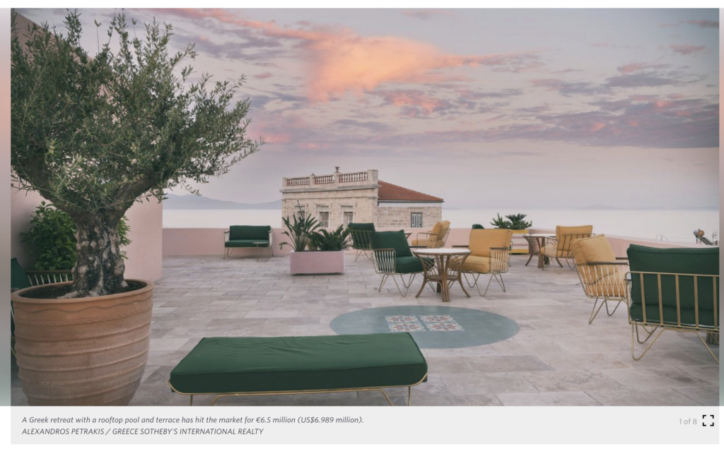 Mansion Global | Greek Mansion With Roof Deck Overlooking the Aegean ...