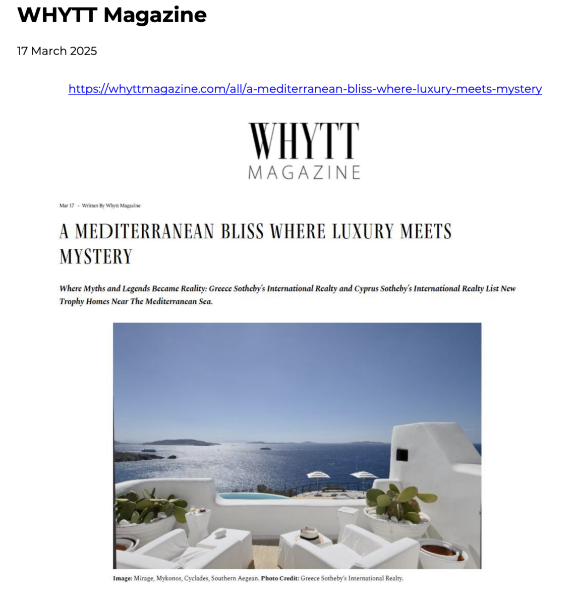 WHYTT Magazine | A Mediterranean Bliss Where Luxury Meets History ...